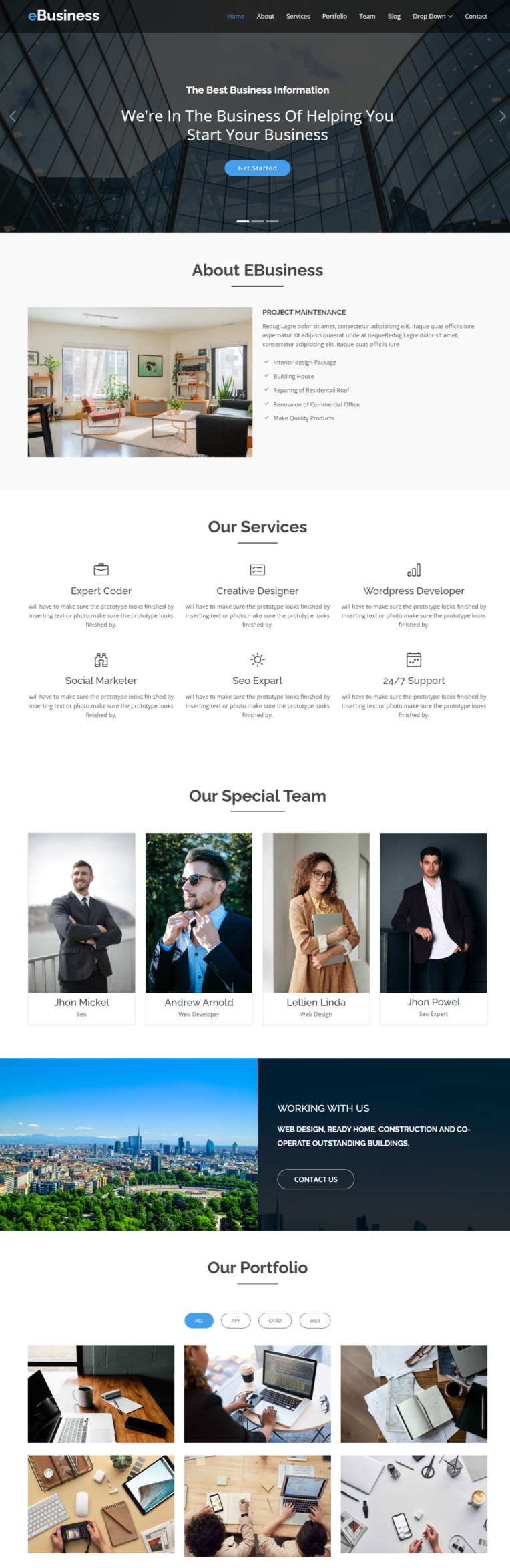 Html Css Javascript Business Website Templete Portfolio
